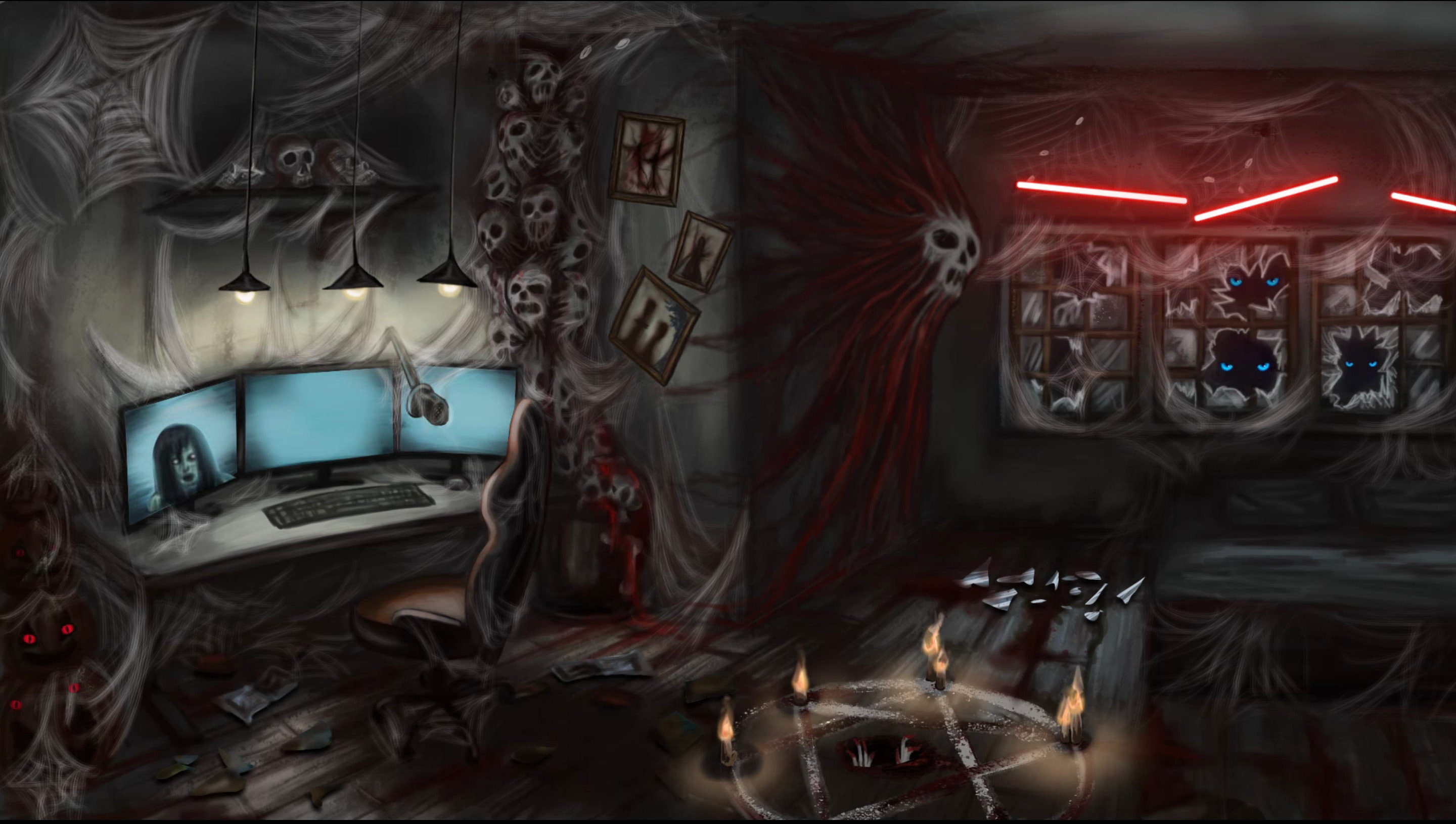 Animated Scenes Bloody Haunted PC Room Animated Twitch - Etsy