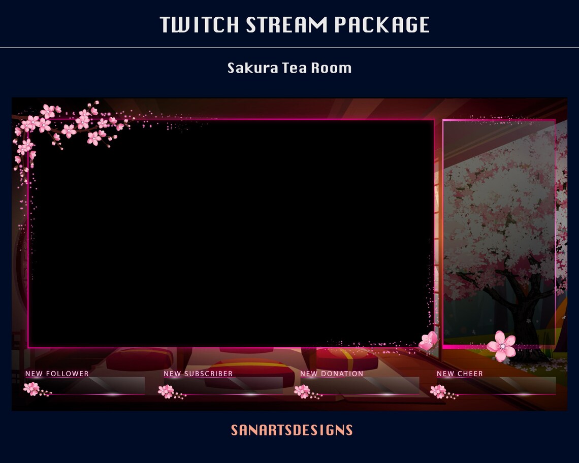 Animated Stream Package Sakura Tea Room Animated Twitch - Etsy