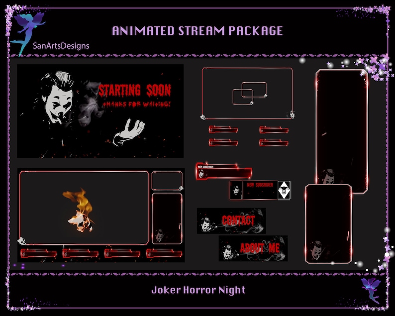 Animated Stream Overlay Package Joker Scary Night, Horror Joker ...