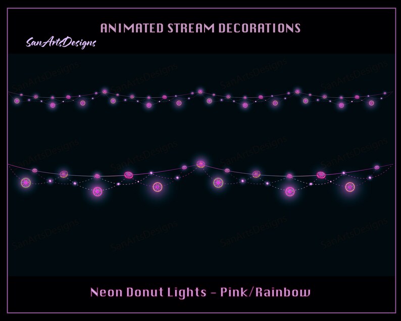 Neon Donut Light Chains Animated Stream Decorations, Cute Neon Donut ...