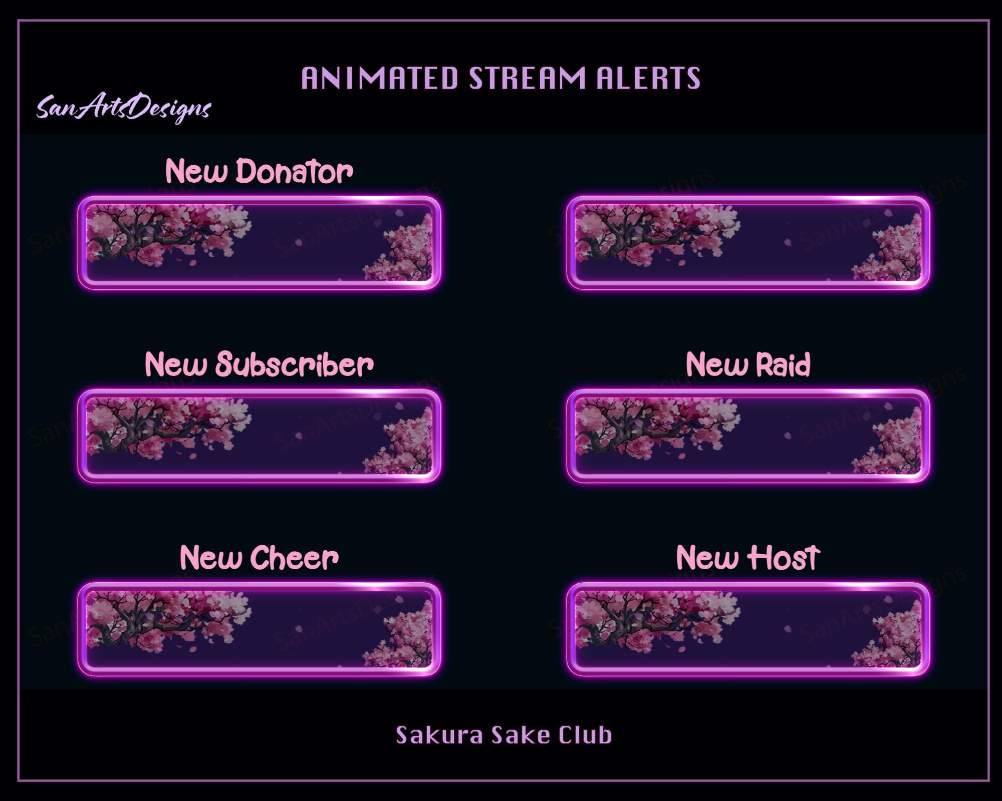 Sakura Sake Club Animated Twitch Overlays Package, Sakura Pub in Forest ...