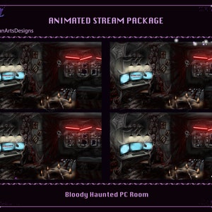 Animated Stream Overlay Package Bloody Haunted PC Room, Animated Twitch ...
