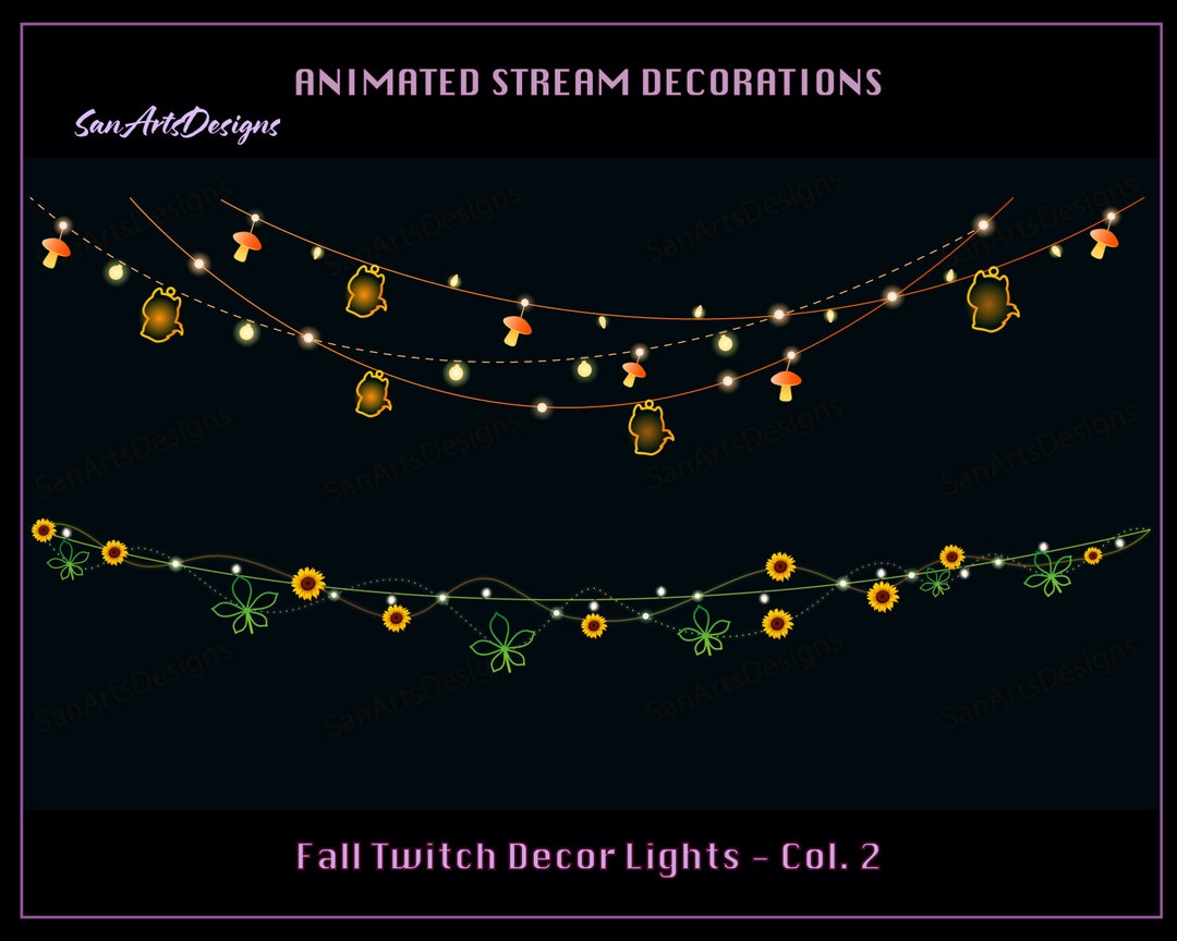 Autumn Fox Light Chains Animated Stream Decorations, Autumn Mushroom ...