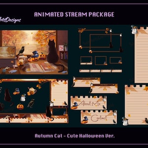 Black Cat by Halloween Autumn Window Animated Stream Overlay Bundle ...