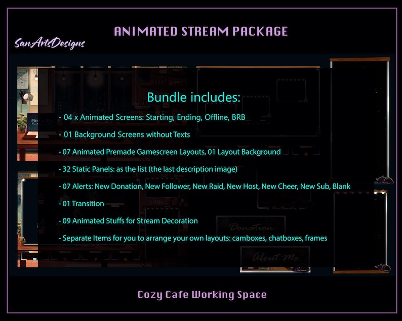 Cozy Cafe Working Space Animated Stream Bundle, Cozy Cafe Twitch ...