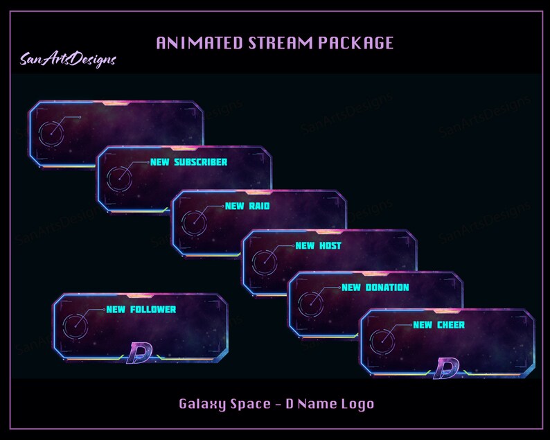 Animated D Galaxy Space Stream Overlay Bundle, Galaxy Space Twitch ...