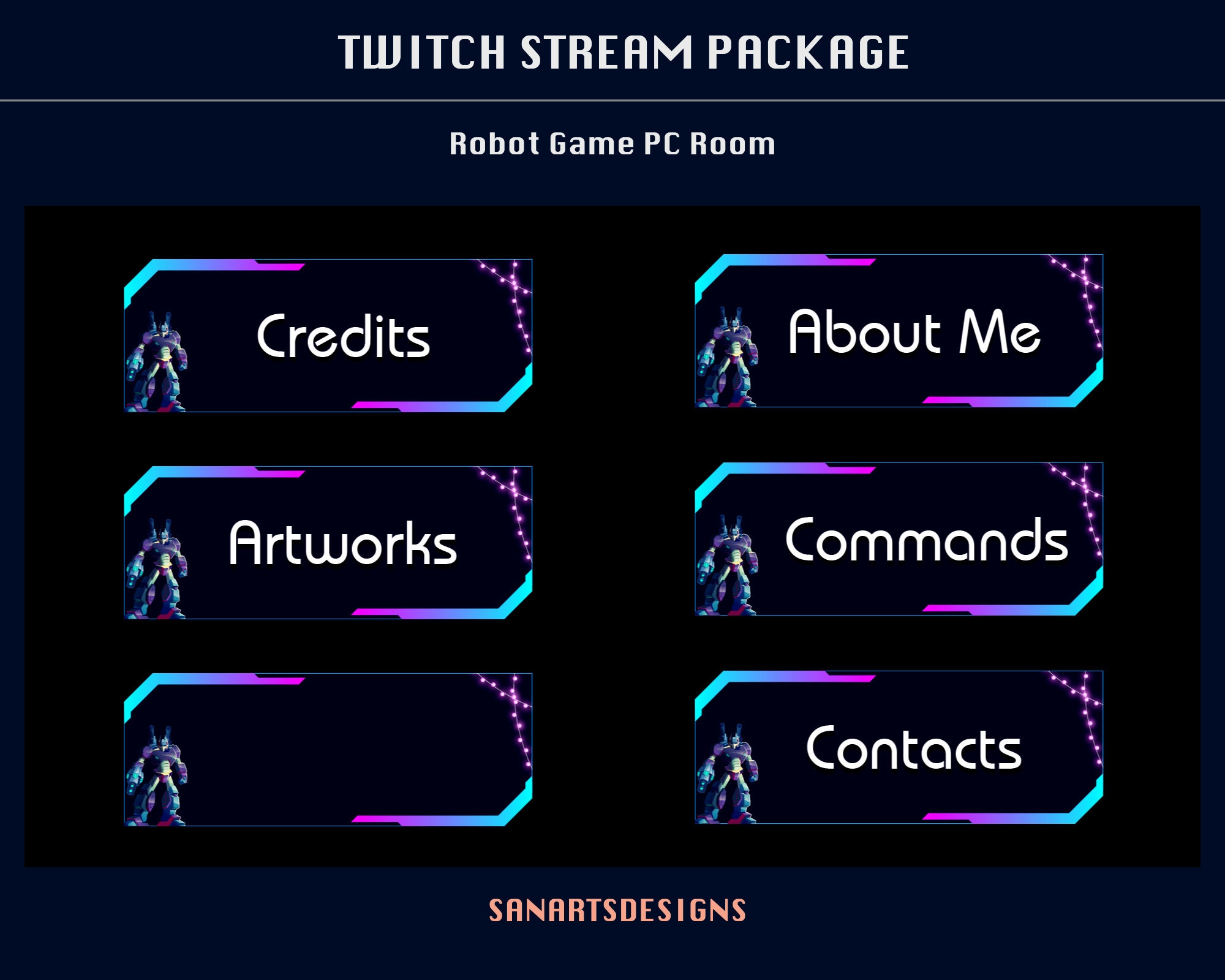 Animated Stream Package Robot Game Room Animated Twitch - Etsy