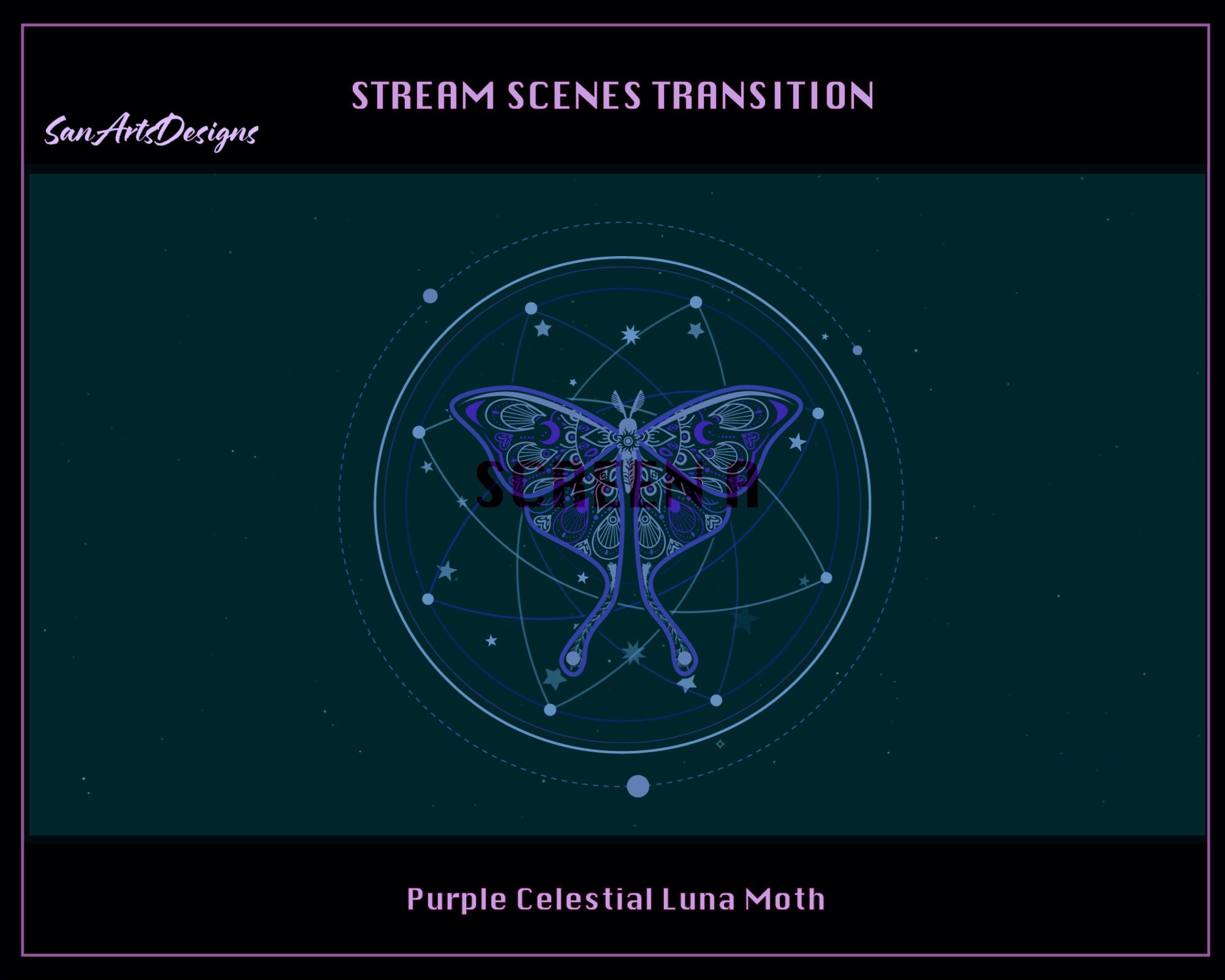 Purple Celestial Luna Moth Twitch Stream Scenes Transition, Purple Luna ...