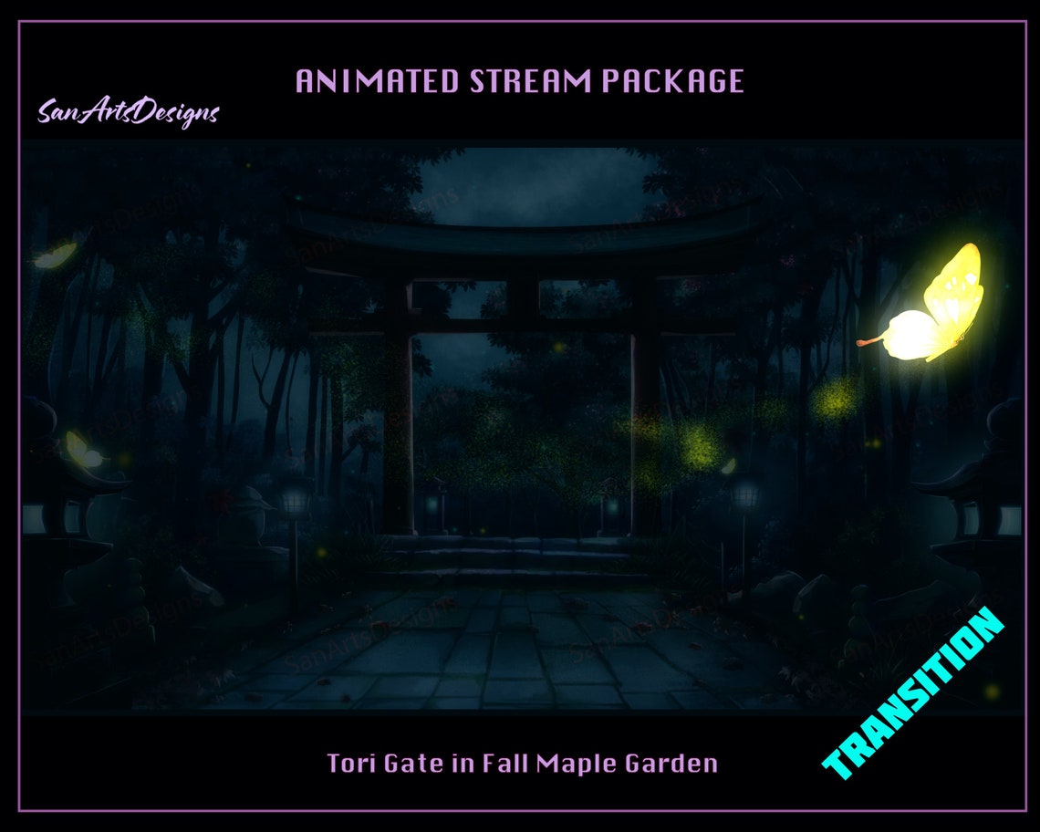 Tori Gate in Fall Animated Twitch Overlay Bundle, Autumn Tori Gate ...