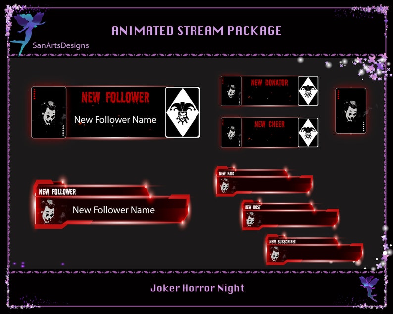 Animated Stream Overlay Package Joker Scary Night, Horror Joker ...