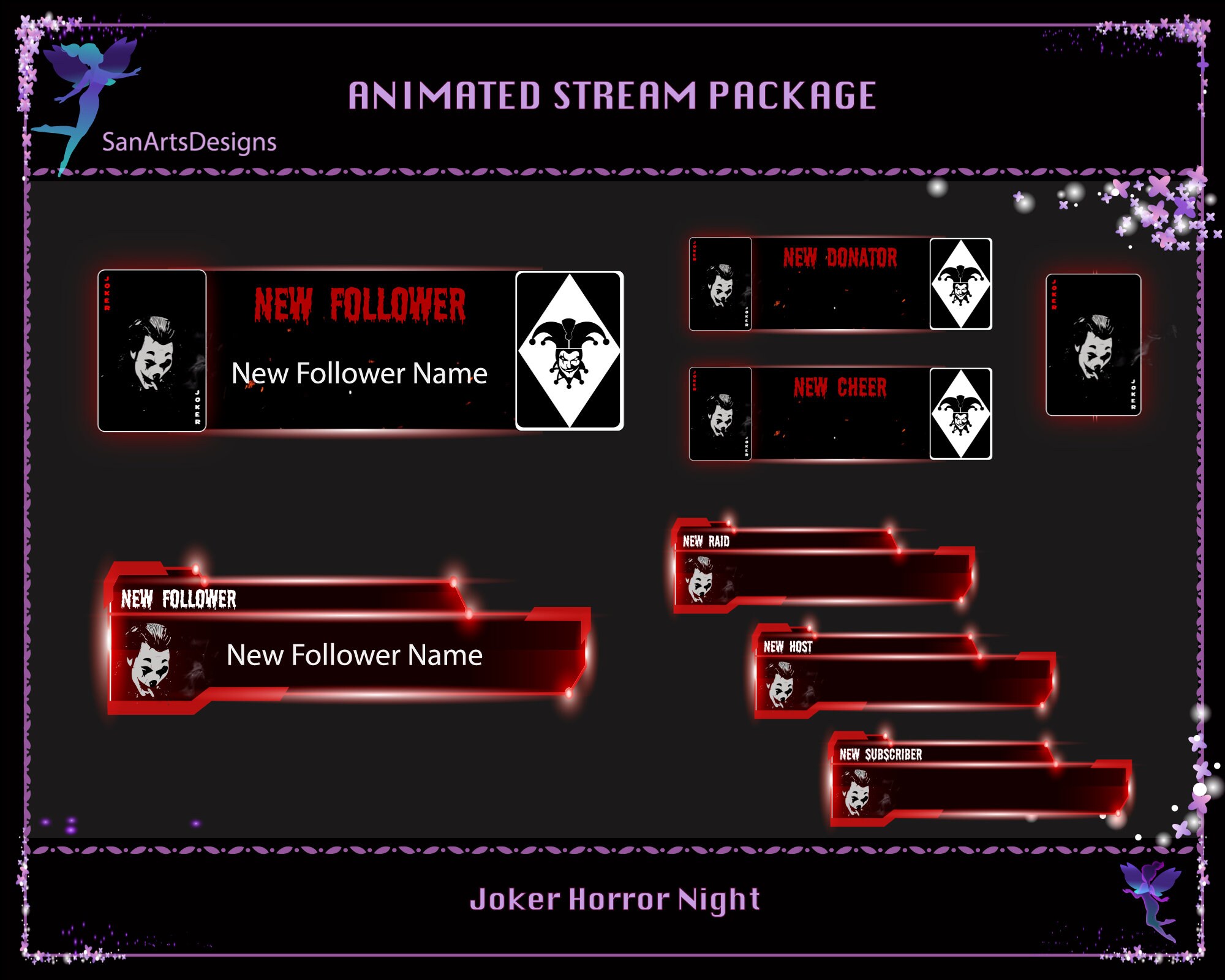 Animated Stream Overlay Package Joker Scary Night, Horror Joker ...
