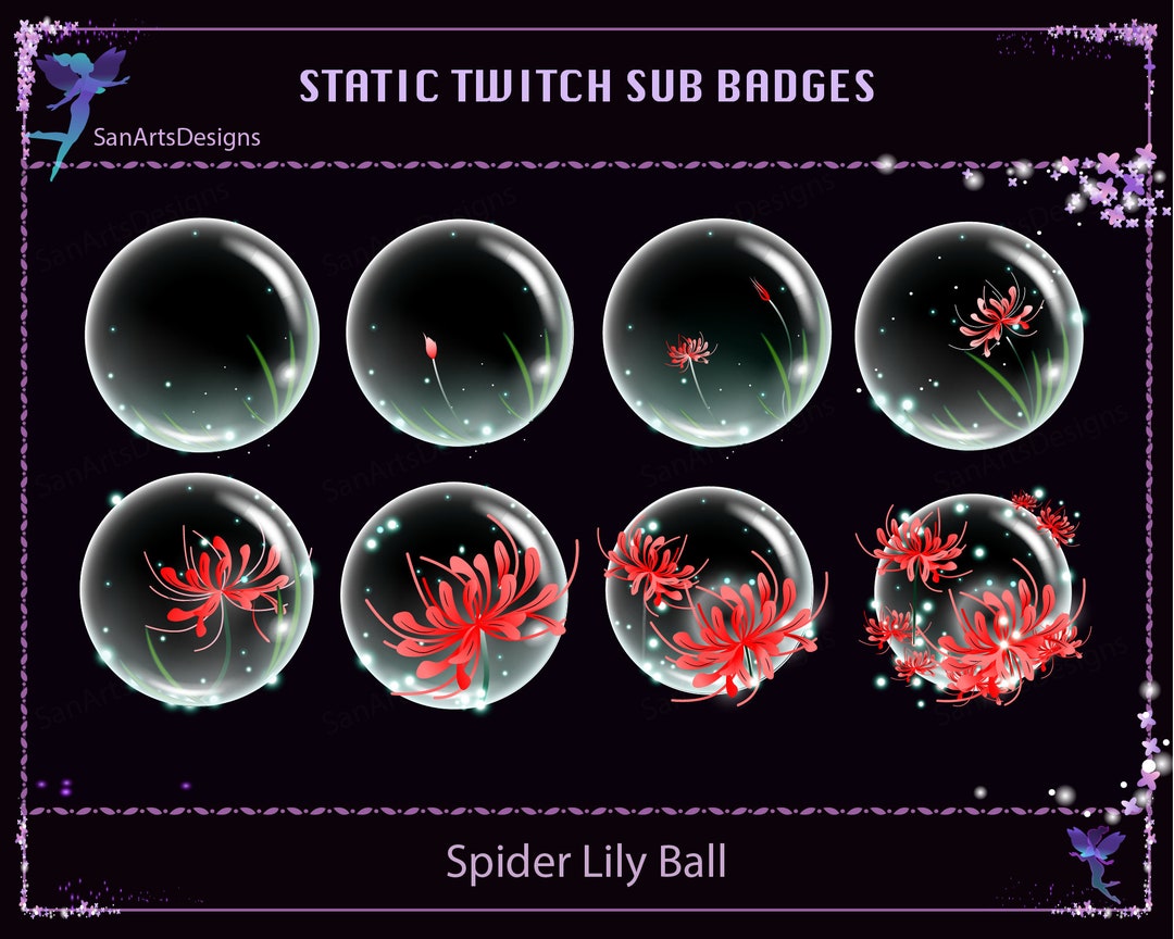 Red Spider Lily Ball Twitch Sub Badges for Streamer, Vtuber, Youtuber ...