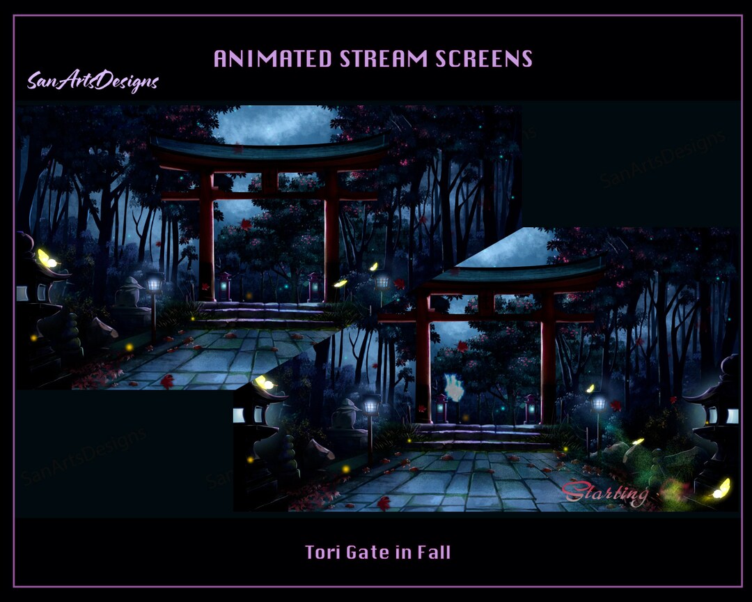 Tori Gate in Fall Animated Twitch Screen Overlays, Autumn Tori Gate ...