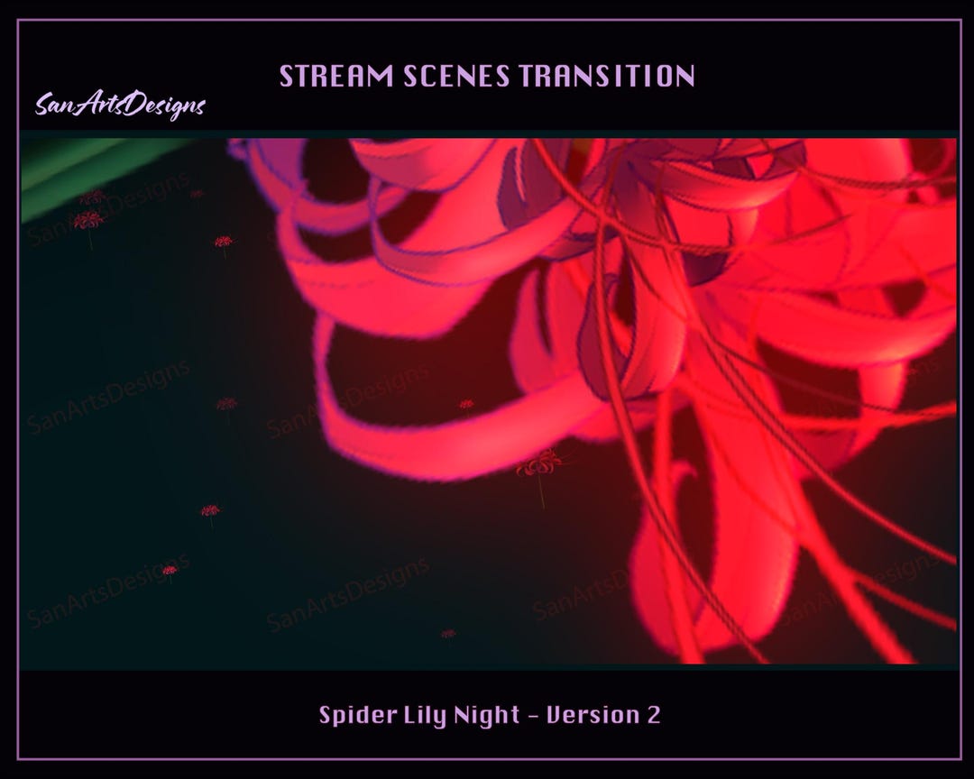 Falling Red Spider Lily Under Moon Twitch Stream Scenes Transition ...