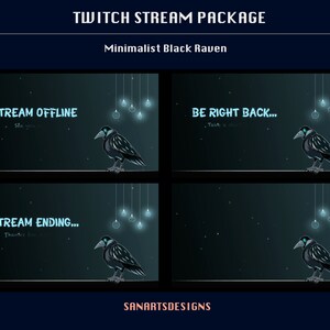 Animated Stream Package Black Raven, Animated Twitch Overlay Package ...