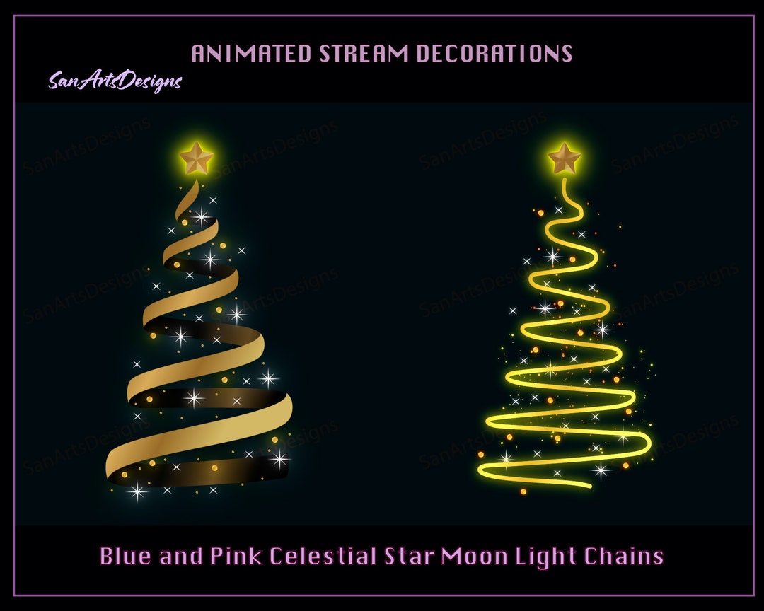 Sparkle Christmas Tree Animated Stream Decorations, Sparkling Xmas Gold ...