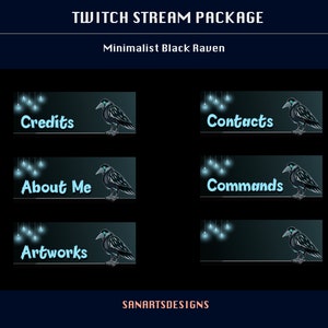 Animated Stream Package Black Raven, Animated Twitch Overlay Package ...