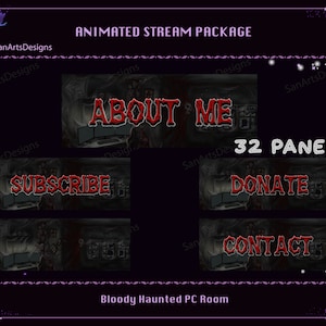 Animated Stream Overlay Package Bloody Haunted PC Room, Animated Twitch ...