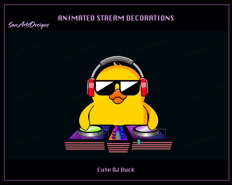 Cool DJ Duck Animated Stream Decoration, Animated Stream Assets Galaxy ...