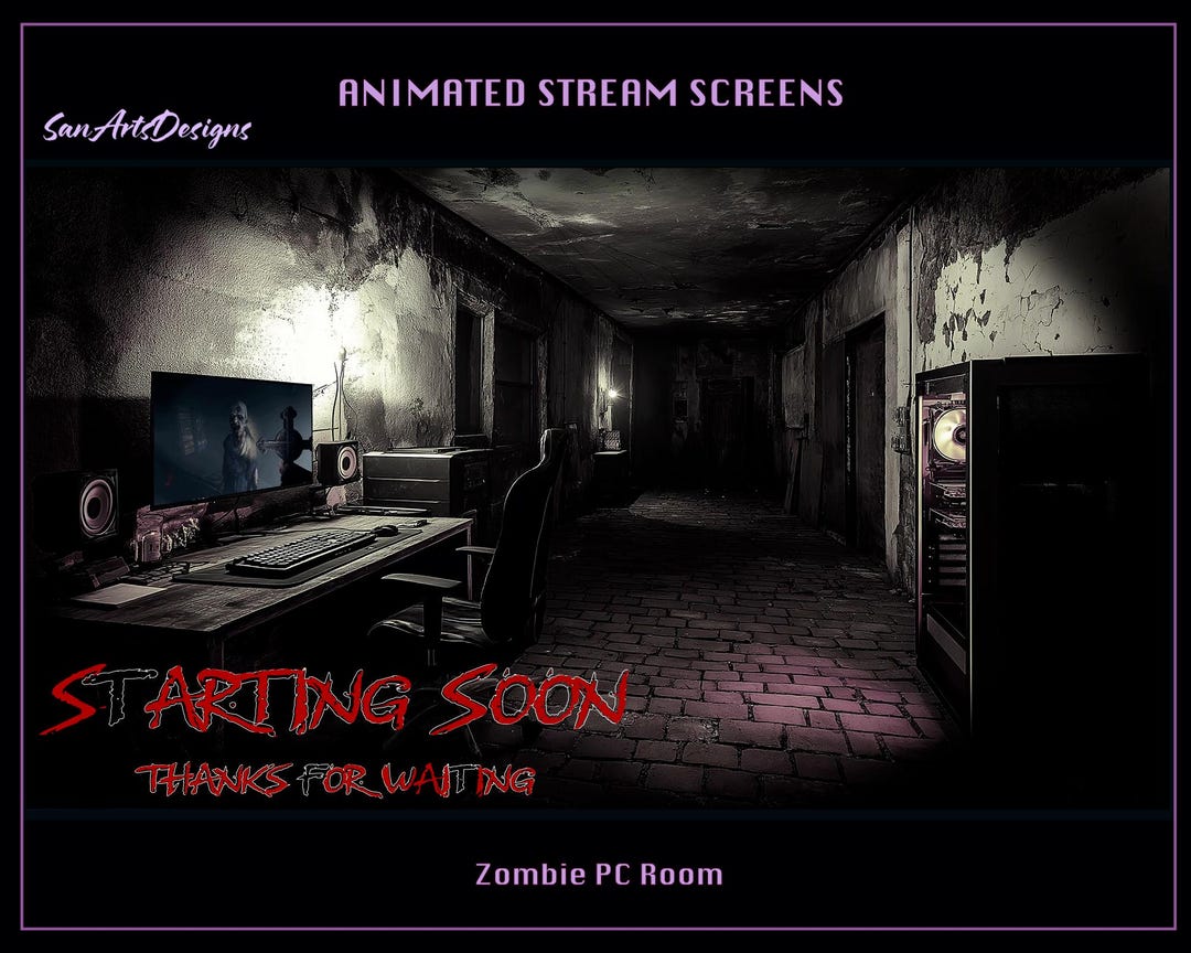 Animated Stream Overlay Zombie PC Room, Animated Twitch Overlay Zombie ...