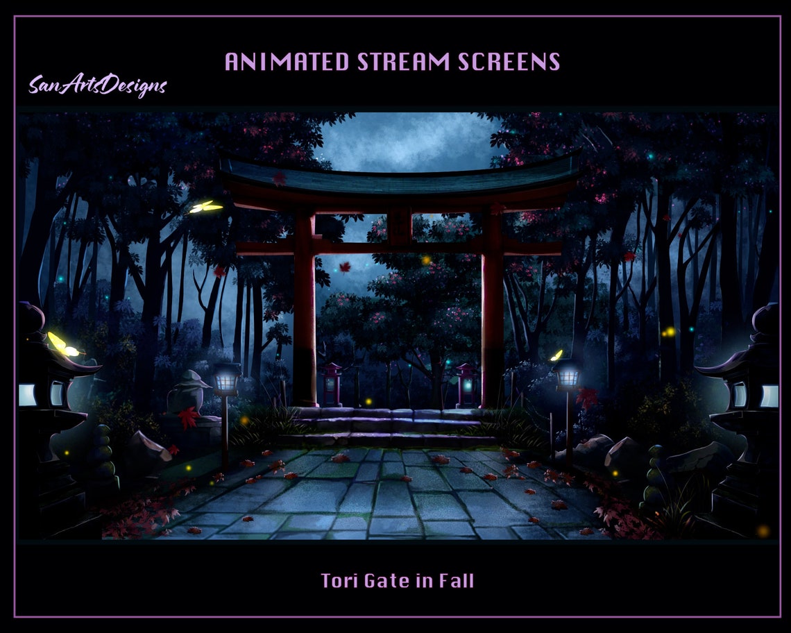 Tori Gate in Fall Animated Twitch Screen Overlays, Autumn Tori Gate ...