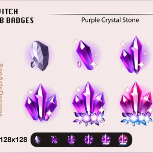 Purple Crystal Stone Twitch Sub Badges, Purple Gem Stone Twitch Sub ...