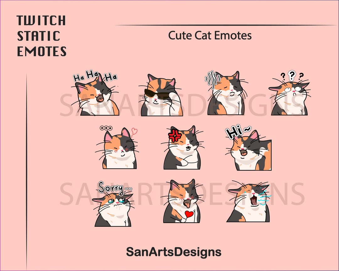 Cute Silly Cat Twitch Emotes / Static Cute Cat Twitch Emotes for ...