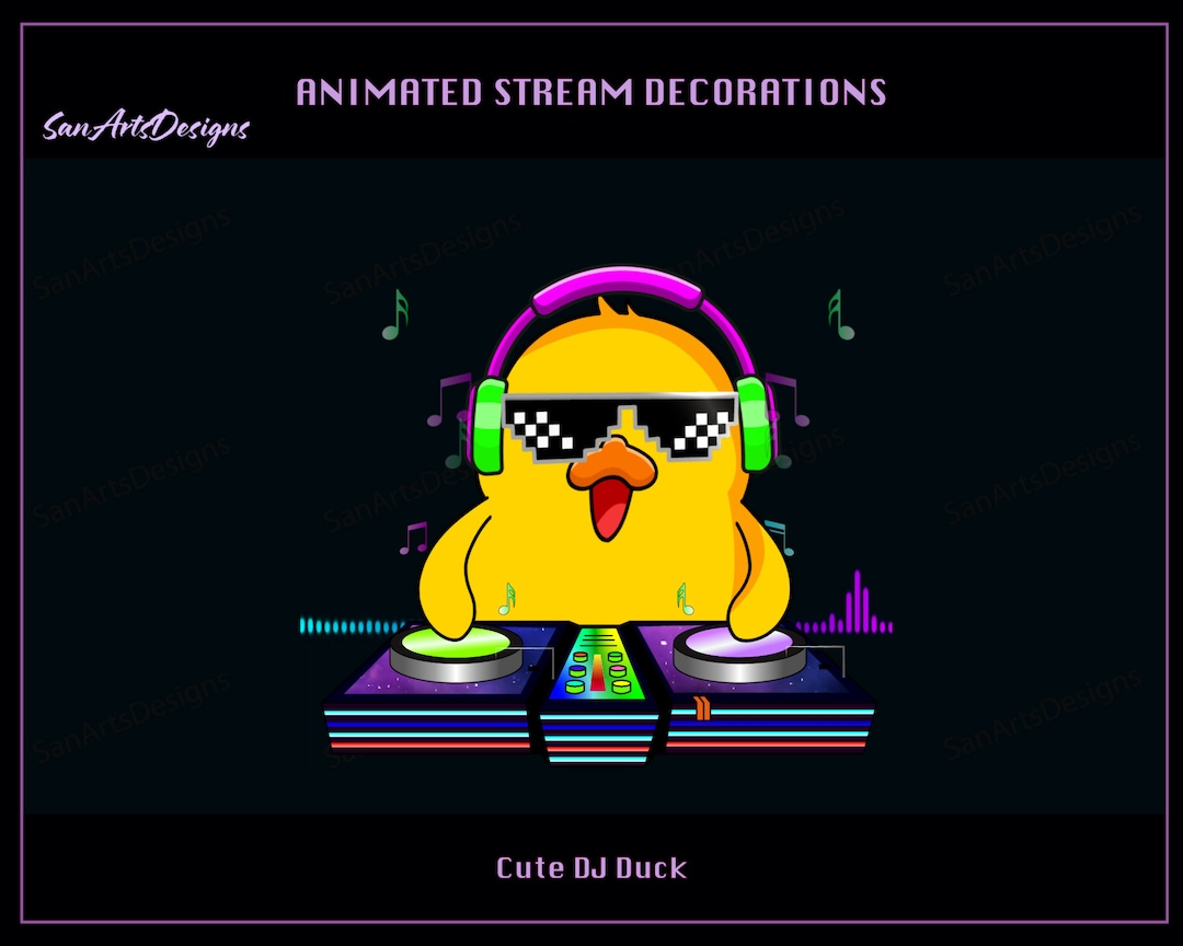 Cool DJ Duck Animated Stream Decoration, Animated Stream Assets Galaxy ...