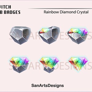 Rainbow Diamond Crystal Twitch Sub Badges / Rainbow Diamond Stone ...