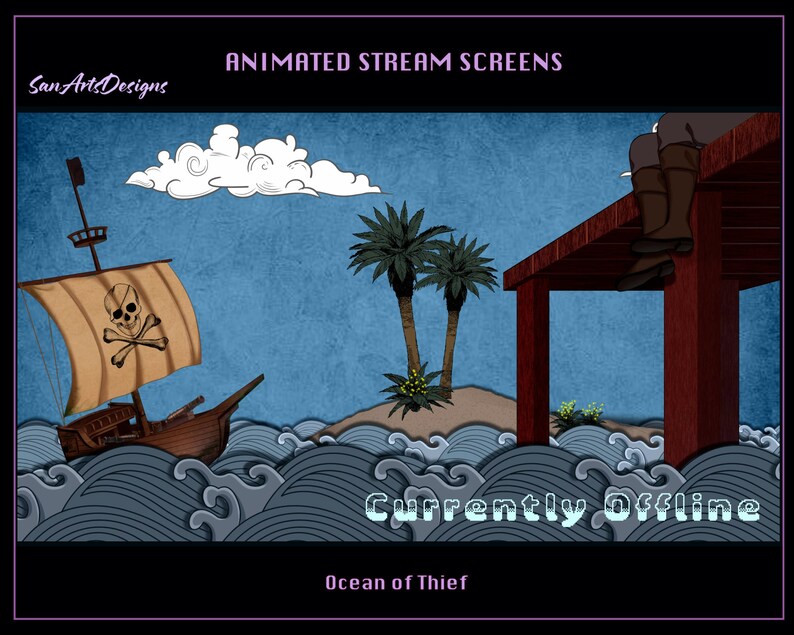 Animated Pirate Stream Overlays, Animated Ocean of Thief Twitch ...