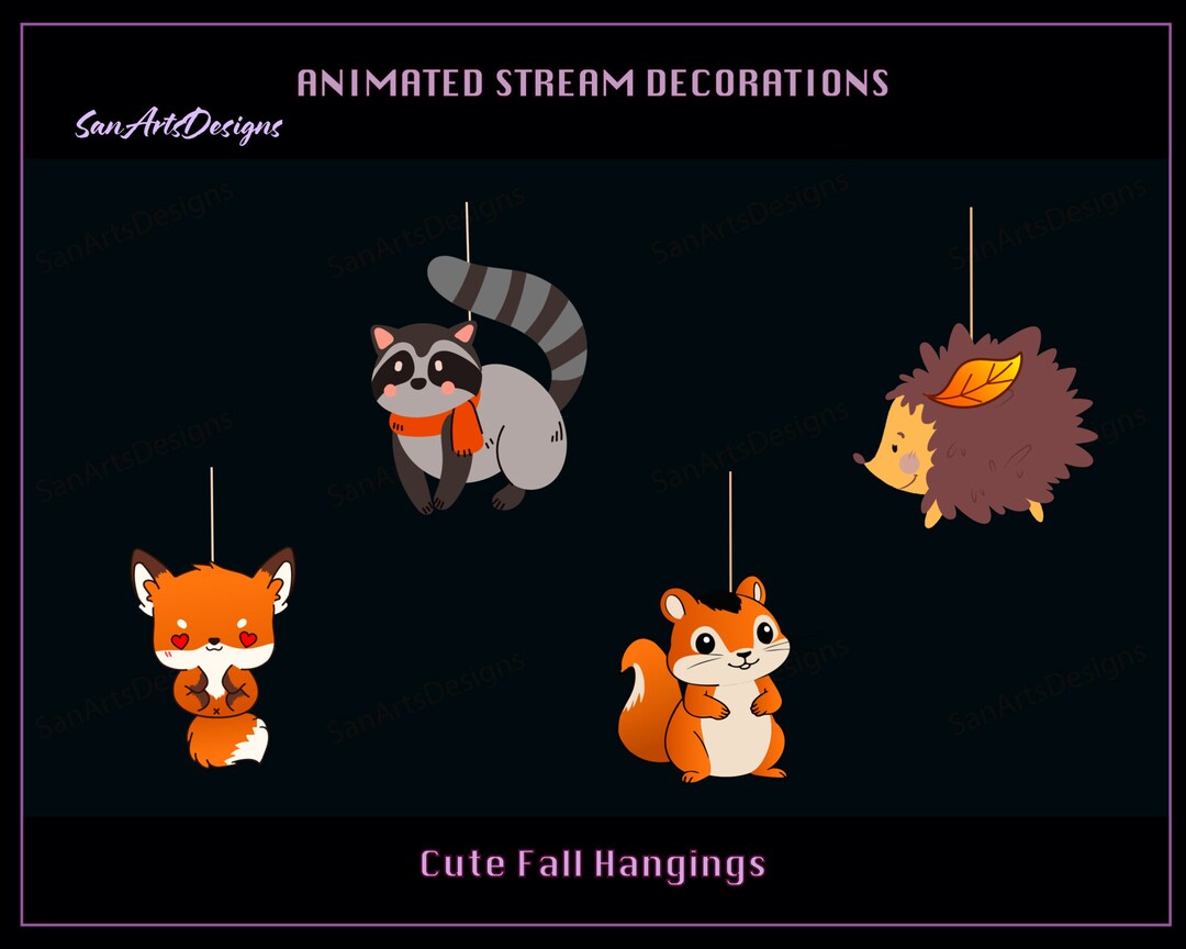 Fall Hanging Cuties Animated Stream Decorations, Cute Autumn Twitch ...