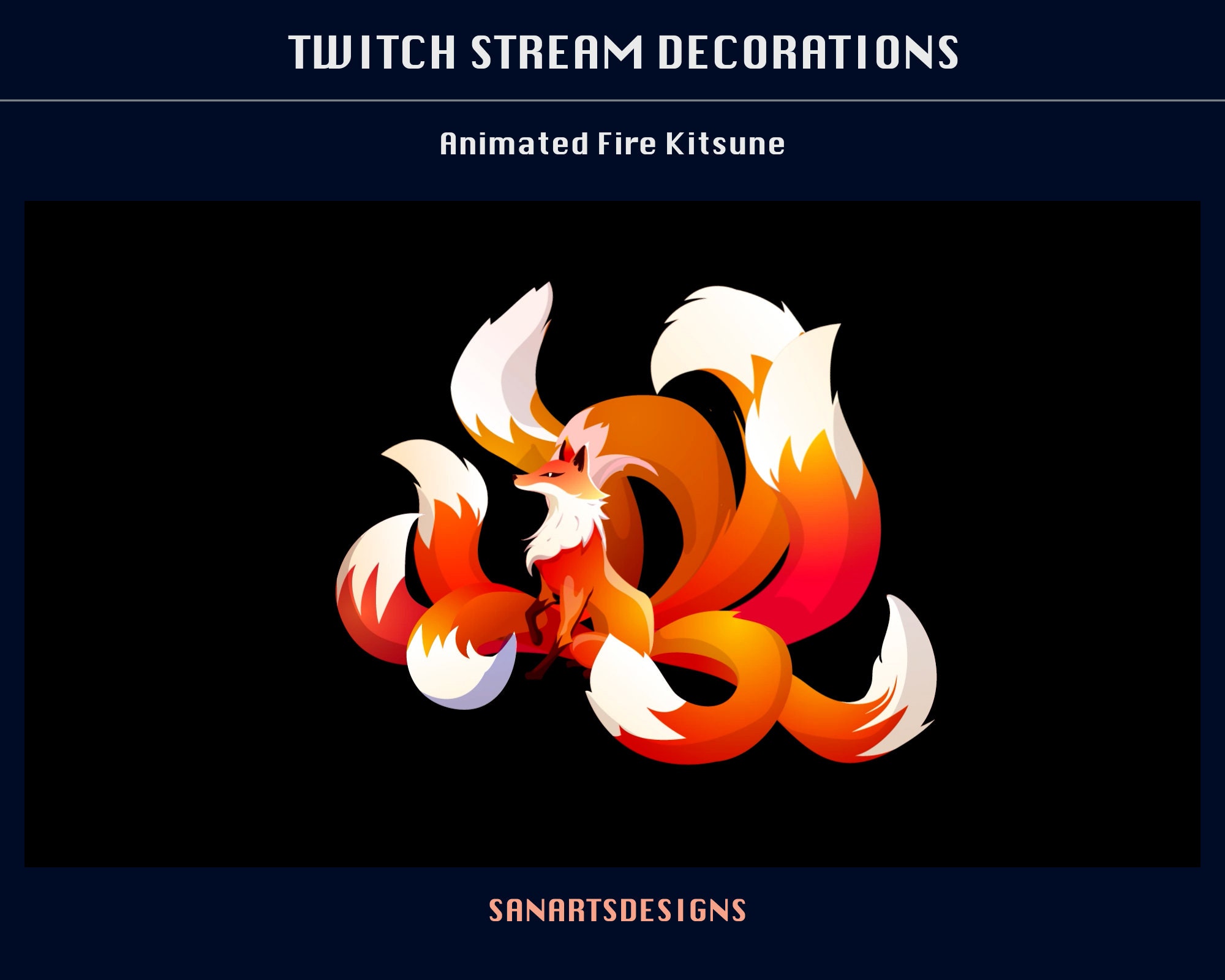 Fire Nine Tail Fox Animated Stream Decorations, Animated Stream ...