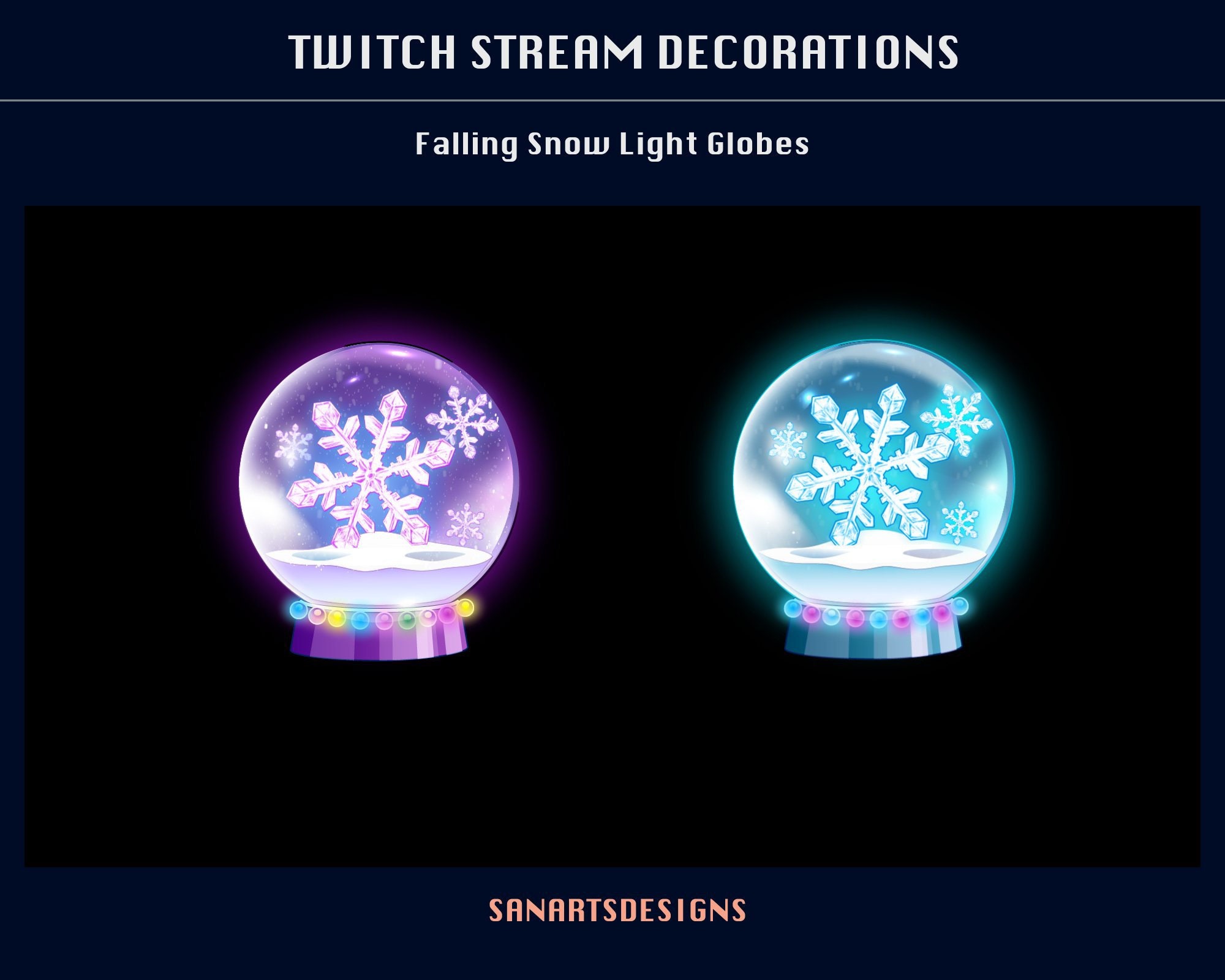 Snowflake Light Globes Animated Stream Decorations, Falling Snow Globes ...