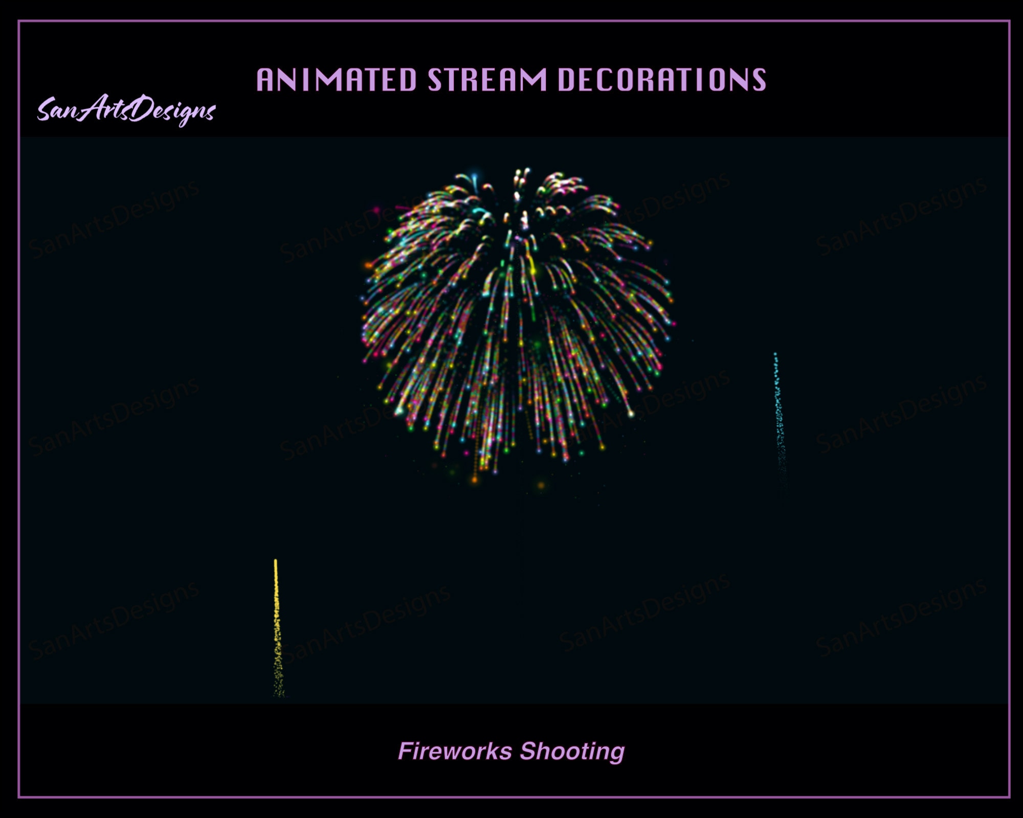 Fireworks Stream Decorations, New Year Fireworks Twitch Overlay for ...