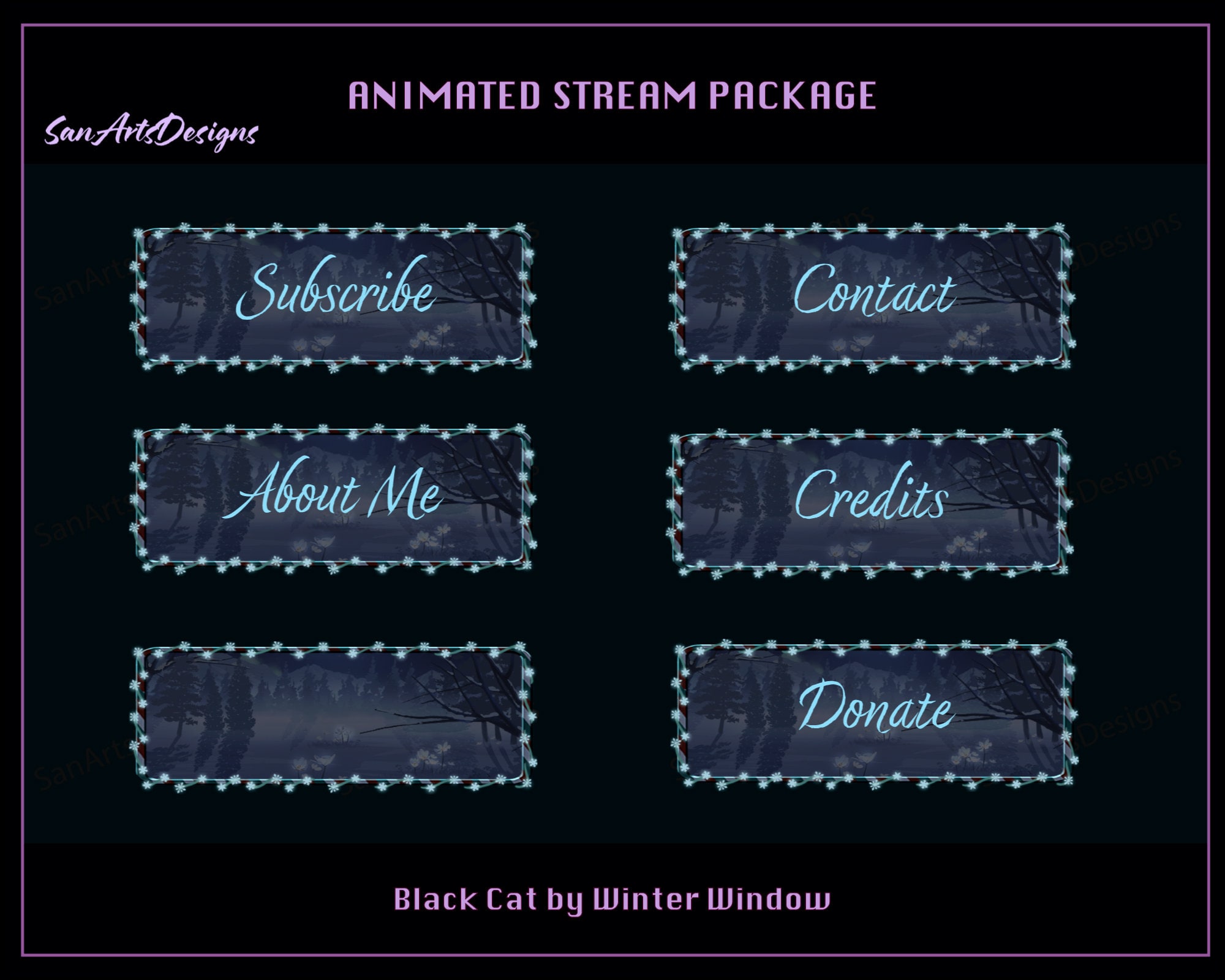 Animated Stream Overlay Layout Set Black Cat by the WINTER Window ...