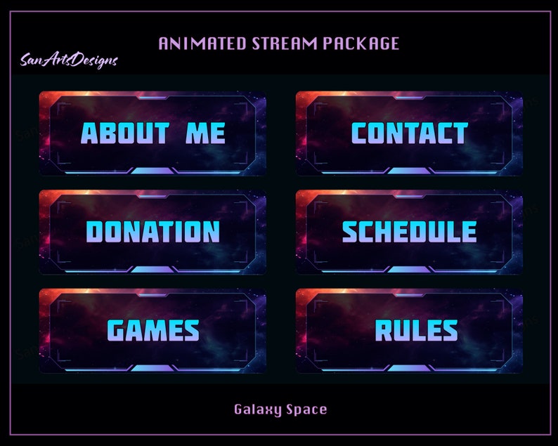 Animated Galaxy Space Stream Overlay Bundle, Galaxy Space Twitch ...