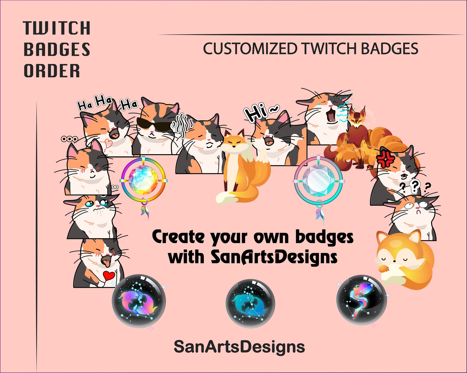 Custom Twitch Sub Bit Badges for Streamers, Youtubers, OBS, Discord ...