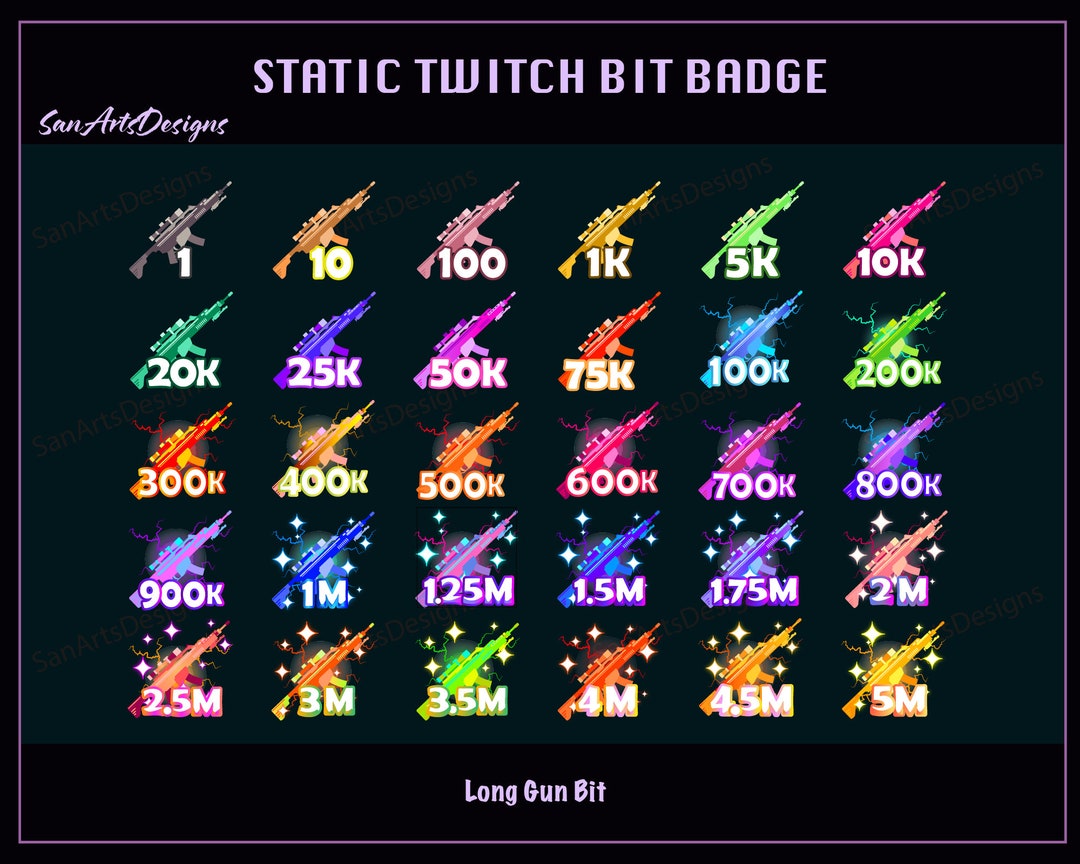 Long Gun Twitch Bit Badges, Weapon Twitch Bit Badges, Gaming Bit Badge ...
