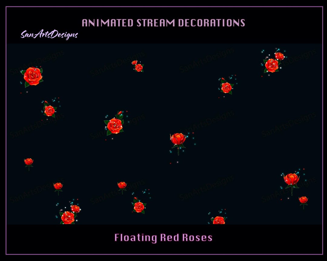Floating Red Roses Animated Stream Decoration, Floating Red Roses ...