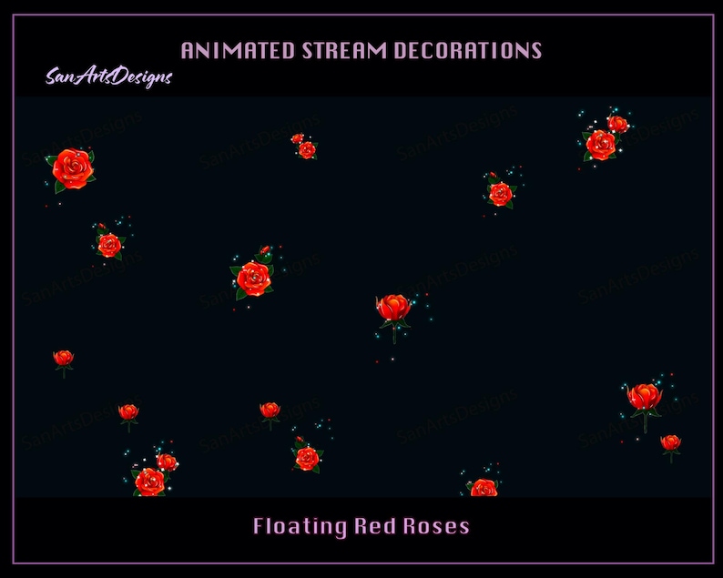 Floating Red Roses Animated Stream Decoration, Floating Red Roses ...