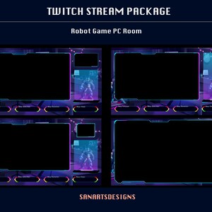 Animated Stream Package Robot Game Room, Animated Twitch Overlay ...