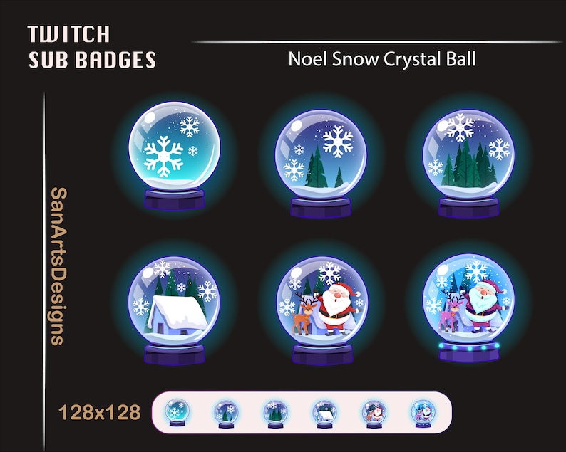 Noel Snow Falling Crystal Ball Twitch Sub Badges, Noel Snow Crystal ...