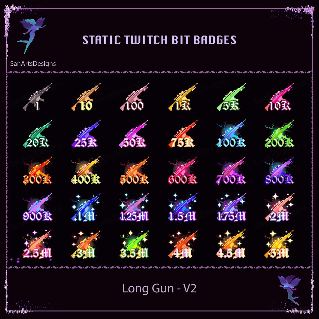 Long Gun Twitch Bit Badges, Weapon Twitch Bit Badges, Gaming Bit Badge ...