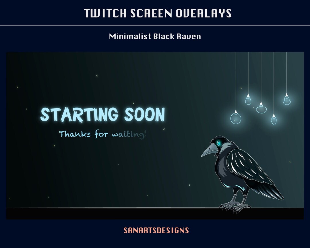 Animated Stream Screens Black Raven, Animated Twitch Screen Overlays ...