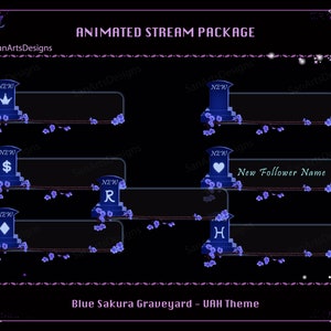 Animated Stream Package Blue Sakura Graveyard, Animated Twitch Overlays ...