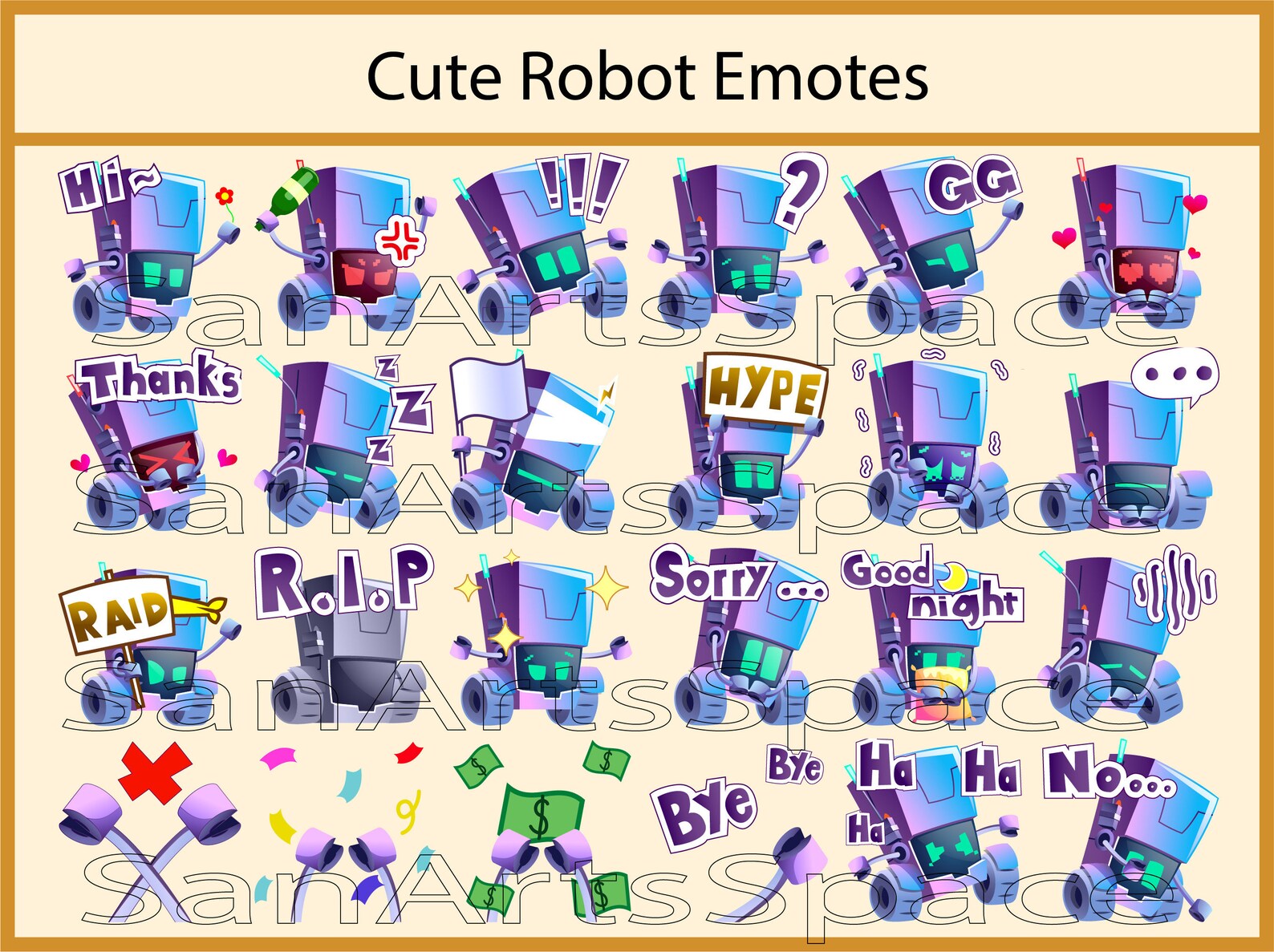 Cute Robot Twitch Emotes / Static Game Robot Twitch Emotes for ...