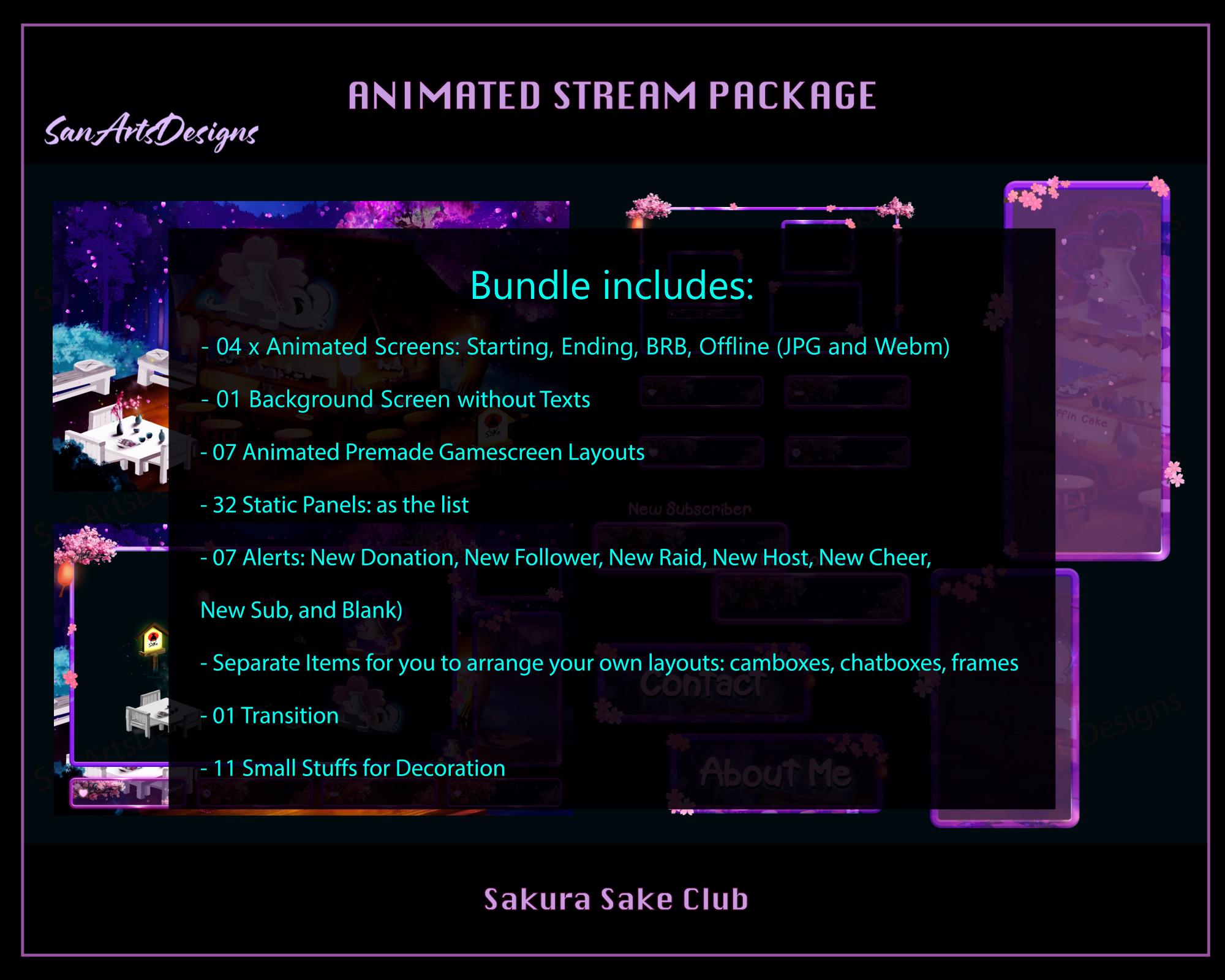 Sakura Sake Club Animated Twitch Overlays Package, Sakura Pub in Forest ...
