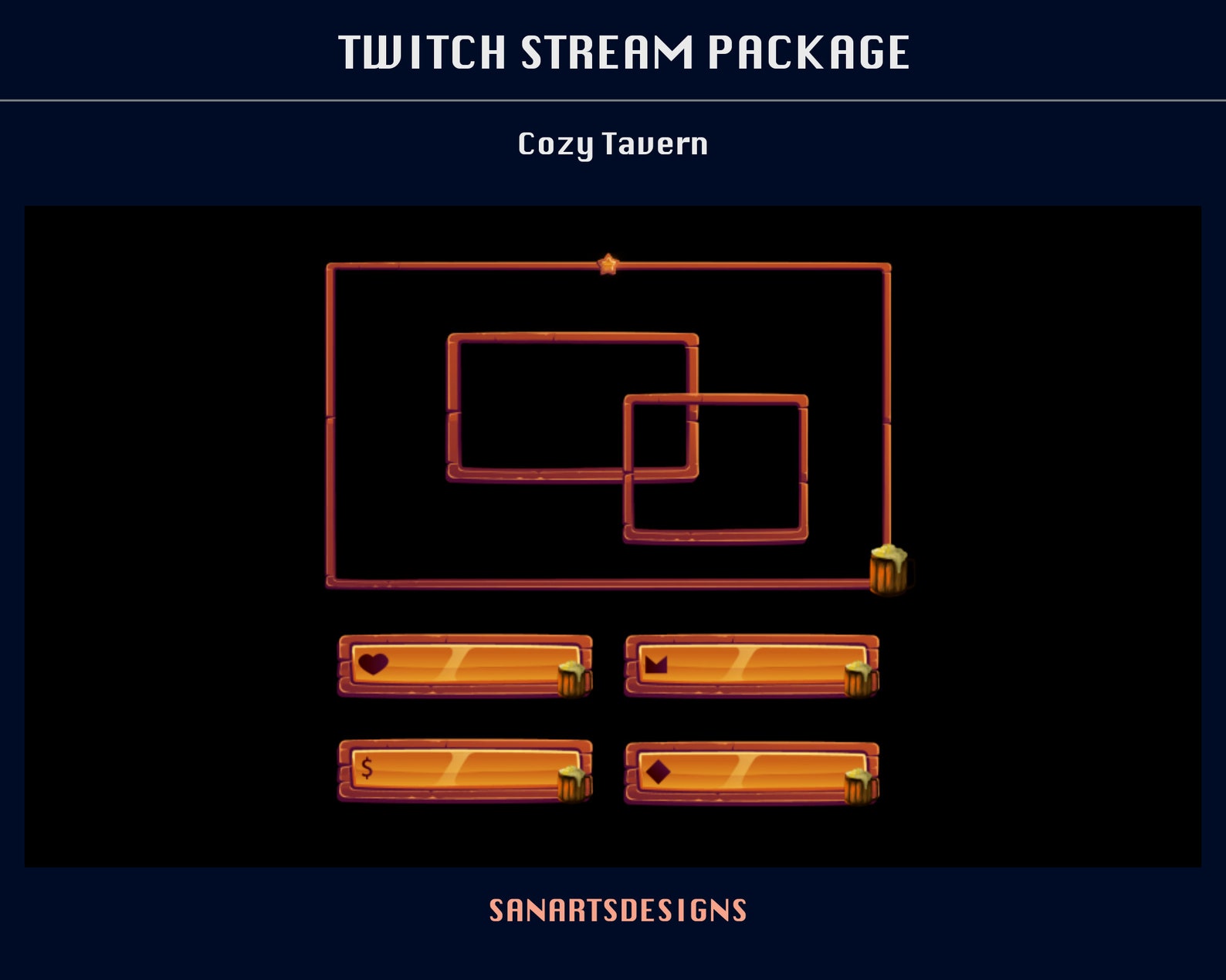 Animated Twitch Overlays Package Cozy Tavern, Warm Pub Animated Stream ...