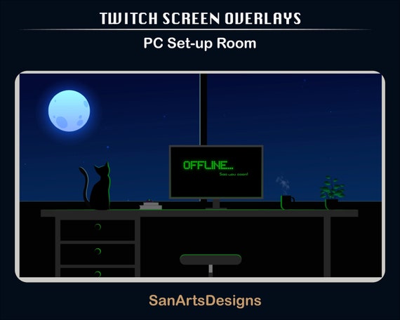 Animated Scenes PC Set-up Room Animated Twitch Overlays Dark - Etsy
