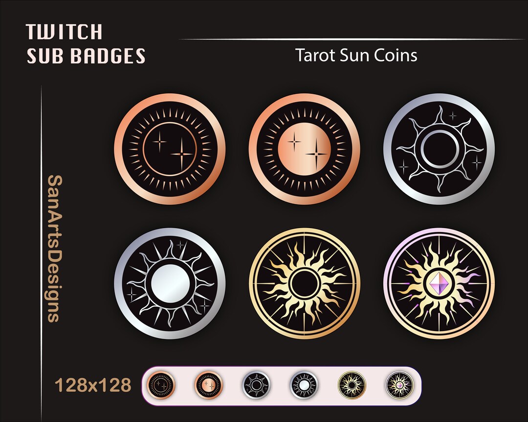 Celestial Tarot Sun Twitch Sub Badges, Celestial Tarot Coin Twitch Sub ...
